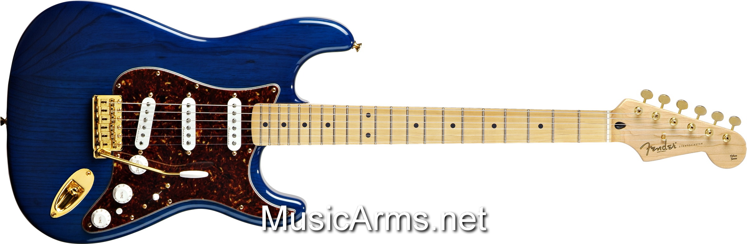 DELUXE PLAYER STRAT MN Sapphire Blue Transparent | Music Arms