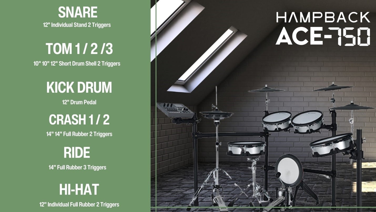 กลองไฟฟ้า Electronic Drum การตอบสนองแบบ Ultra-Authentic พร้อมเซ็นเซอร์ ...