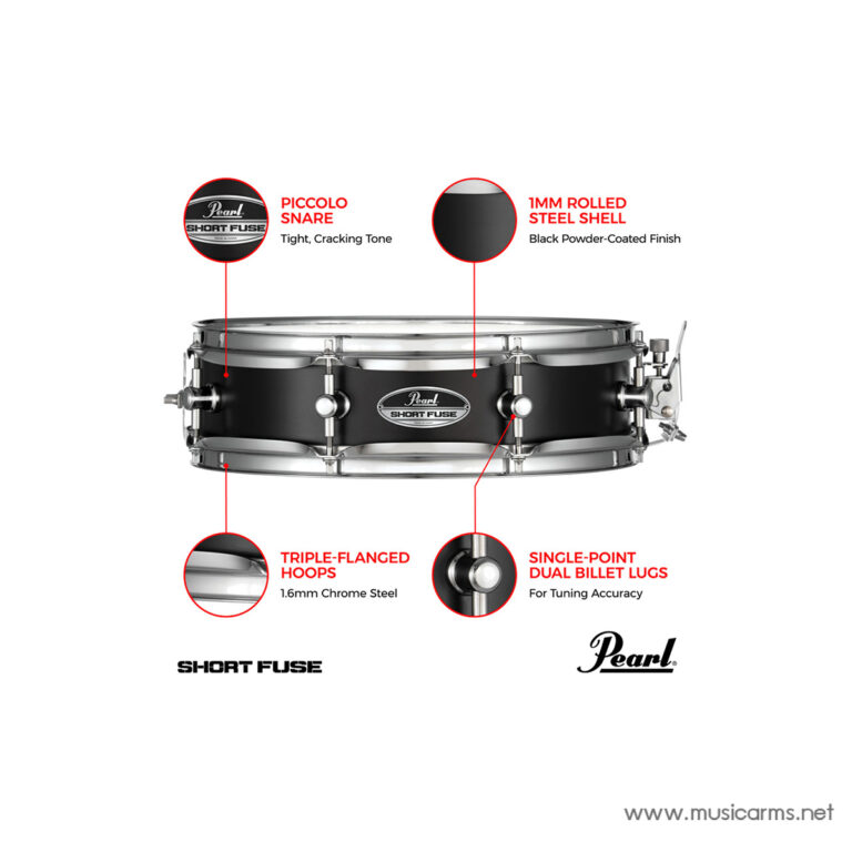Pearl SFS1335B Short Fuse Piccolo Snare Drum กลองสแนร์ | Music Arms ...