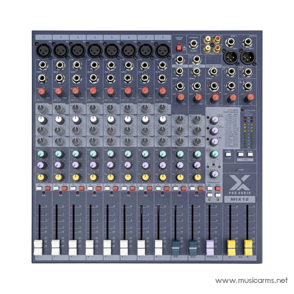 X Pro Audio Mix12 อนาล็อกมิกเซอร์ เสียบไมค์ได้ 8 ช่อง เอฟเฟคในตัว ...