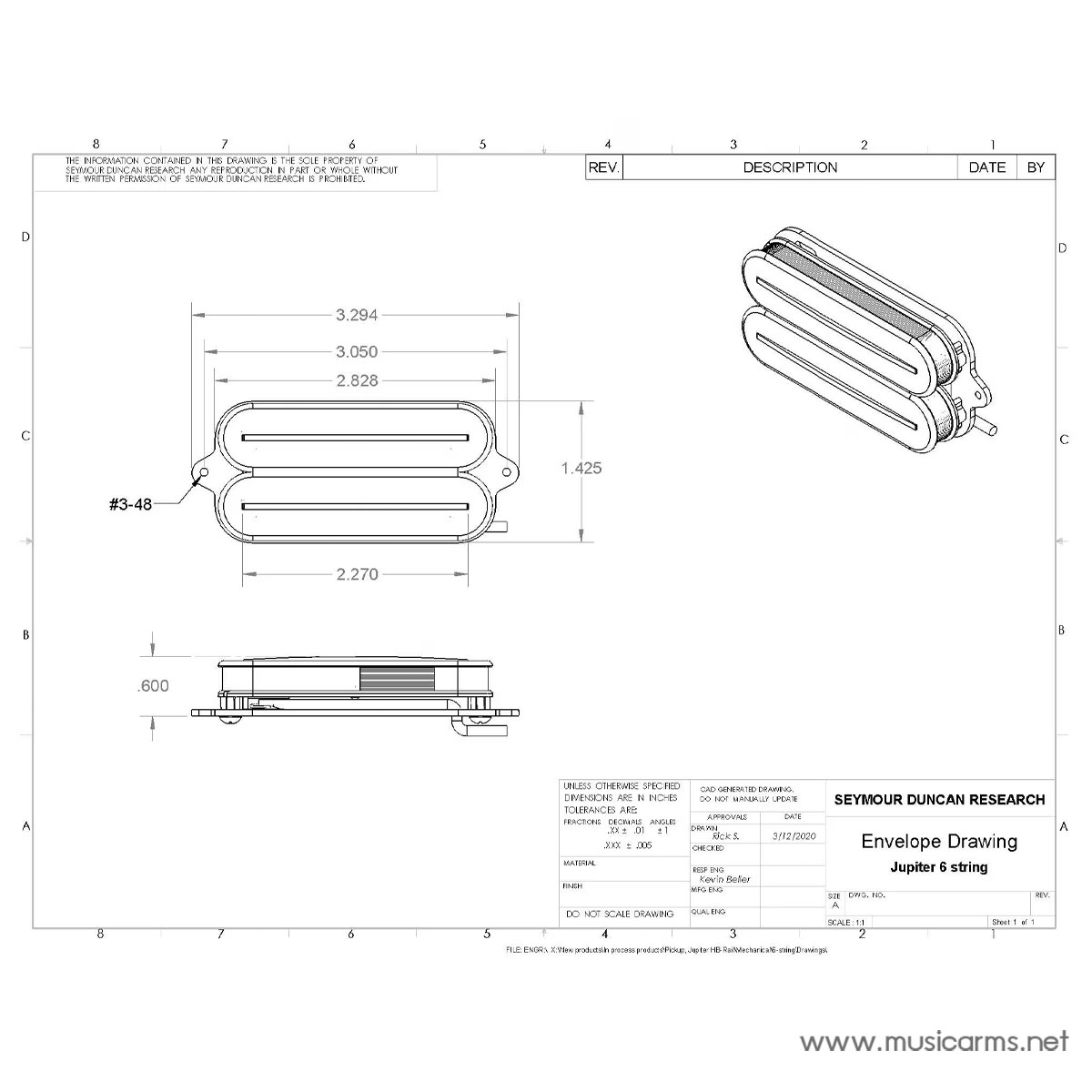 Seymour Duncan Sentient Rails Humbucker Pickup 6 String | Music Arms ...